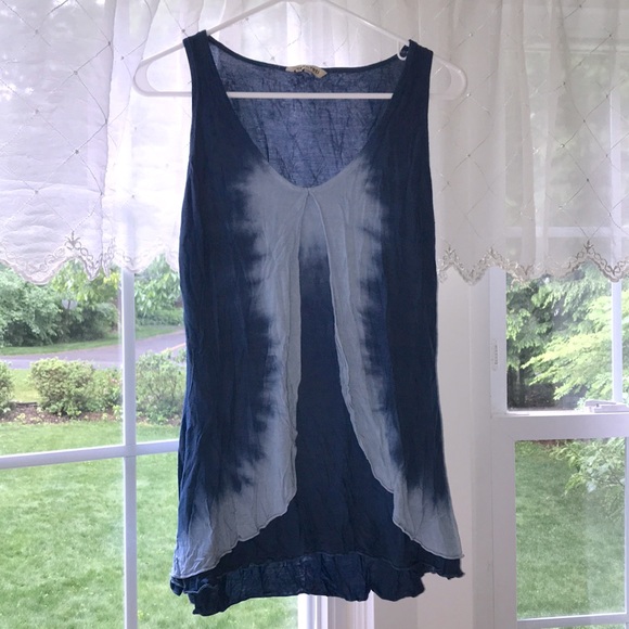 Tops | Blue Flowy Tank Tie Dye Blouse | Poshmark